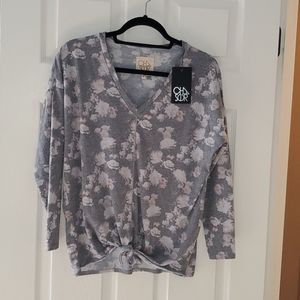 Chaser | Tops | Chaser Floral Cottonblend Top M | Poshmark